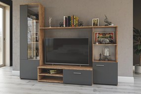 Obývací stěna JUKA šedý grafit/dub craft tabaco