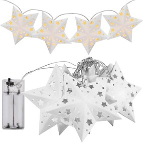 Tutumi Vánoční lampy s LED světýlky girlanda hvězdy bílá 120 cm