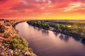 DIMEX | Samolepicí vliesová fototapeta na zeď Řeka Murray, Austrálie MA-5-3104 | 375 x 250 cm | zelená, žlutá, oranžová