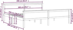 Rám postele medově hnědý masivní borovice 200 x 200 cm 322194