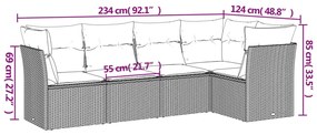 5dílná zahradní sedací souprava s poduškami černá polyratan - Default Title