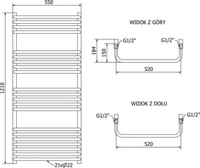 Mexen Apollo, topné těleso 1210 x 550 mm, 638 W, černá, W117-1210-550-00-70