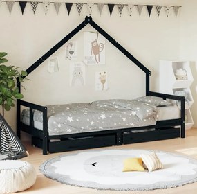 vidaXL Dětská postel se zásuvkami 80x200 cm masivní borové dřevo [834549] Barva: Černá