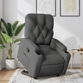 Zvedací polohovací křeslo tmavě šedé textil 3204711