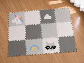 Dvanáctidílná puzzle podlaha do dětského pokoje MÝVAL A JEDNOROŽEC