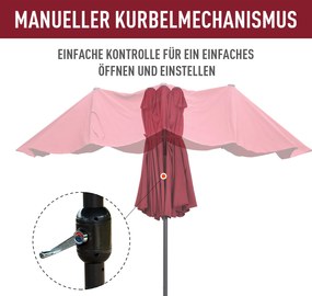 Dvojitý slunečník Outsunny 455 x 265 cm, sluneční clona s UV ochranou a kličkou, balkonový slunečník, plážový slunečník, větruodolný slunečník pro pl…