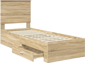 Rám postele Sonoma dub a stříbrná 70 x 190 cm Kompozitní dřevo 3411370