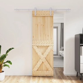 Posuvné dveře s kováním 70 x 210 cm masivní borové dřevo,  3203016