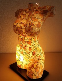 Stolní lampa - TORZO ŽENY, ruční práce, mozaika