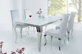 Jídelní stůl Rococo 180 cm bílá / stříbrná - skladem