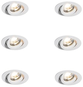 Sada 6 moderních zápustných bodových svítidel bílých 8,2 cm vč. LED IP54 Ultra Slim - Pupil