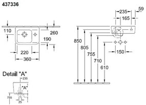 Villeroy & Boch 43733601 - Závěsné umyvadlo ARCHITECTURA 36x26 cm keramika/bílá