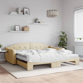 Válenda s přistýlkou a matracemi krémová 100 x 200 cm textil 3197557