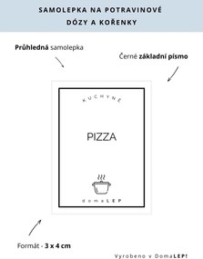 Samolepka na kořenky PIZZA průhledná 3 × 4 cm základní písmo
