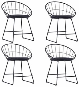 Petromila Jídelní židle se sedáky z umělé kůže 4 ks černé ocelové