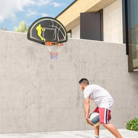 SPORTNOW Nástěnné basketbalové koše se zpětnou deskou a kruhem pro interiér a exteriér 110x90x70 cm Černá a žlutá