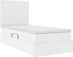 Postel s úložným prostorem Úplně bílá 90 x 190 cm Umělá kůže 3371646