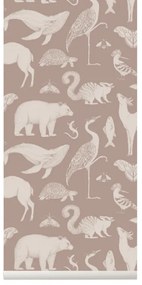 Ferm Living Tapeta Katie Scott Animals, dusty rose