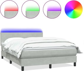 Box spring postel s matrací a LED světle šedá 160x210 cm samet 3316695