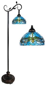 Stojací lampa Tiffany BLUE DRAGONFLY Clayre &amp; Eef 5LL-6241