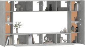 8dílný set TV skříněk betonově šedý kompozitní dřevo 3114289