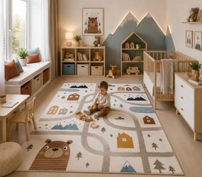Dywany Łuszczów, Dětský kusový koberec Fun Polar cream, 80x150, vícebarevná, dětský pokoj