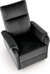 Relaxační křeslo KROKUS s elektrickým polohováním — samet, černá
