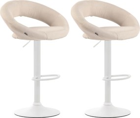 2x Barová židle Olinda - látka, bílý rám - krémová