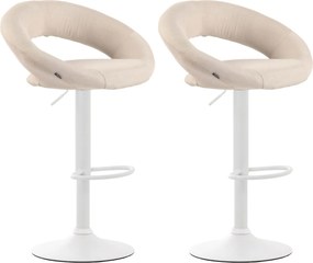 2x Barová židle Olinda - látka, bílý rám - krémová
