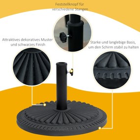 Stojan na slunečník Outsunny 14 kg kulatý pro slunečníky 35-48 mm cementový podstavec Ø49 cm pro zahradu a terasu | Aosom.de