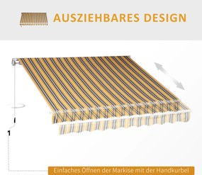 Markýza se sklopným ramenem markýza ochrana proti slunci ruční klika balkon hliník žlutá šedá 2,95 x 2,45 m