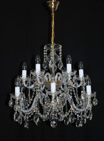 12 Arms silver crystal chandelier with cut crystal body &amp; crystal almonds