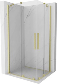 Mexen Velar Duo, sprchový kout s posuvnými dveřmi 100(dveře) x 90(dveře) cm, 8mm čiré sklo, zlatý matný profil, 871-100-090-02-55