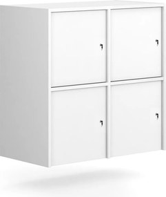 Nástavba pro skříně FRAME, 4x dveře, 872 x 450 x 854 mm, cylindrický zámek, bílá
