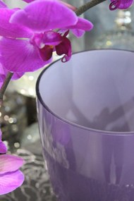 Fialový skleněný květináč na orchidej 20cm