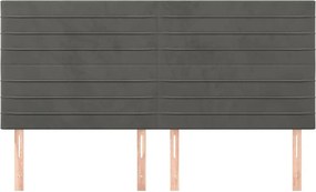 Čelo postele tmavě šedé 200x5x118/128 cm sametové 3116539