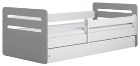 Dětská postel TOMI se zábranou - 180x80 cm - mix bílá/šedá - výběr barevného provedení - 3D6460
