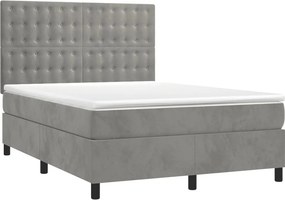 Box spring postel s matrací světle šedá 140x190 cm samet 3143259