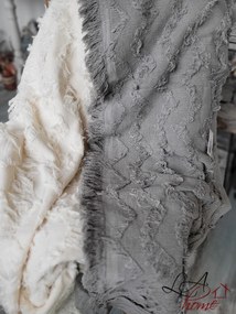 Slabounký mocca bavlněný pléd s třásňovitým vzorem Datty - 135*152 cm