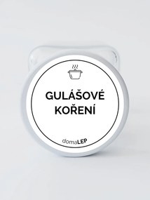 Samolepka na kořenky GULÁŠOVÉ KOŘENÍ bílá 5 cm tučné písmo