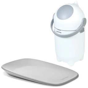NATTOU Koš na pleny Dropy a přebalovací podložka Softy White/Grey 50x70 cm