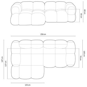 Tmavě modrá rohová pohovka (levý roh/s lenoškou) Loretto – Cosmopolitan Design