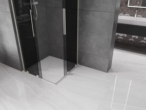 Mexen Velar L Duo, sprchový kout s posuvnými dveřmi 100 x 100 cm, 8mm šedé sklo, broušená ocel, 871-100-100-02-43-97