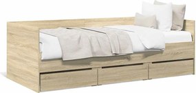 Válenda se zásuvkami bez matrace dub sonoma 90 x 190 cm 3280827