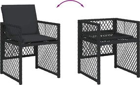5dílný zahradní jídelní set s poduškami černý polyratan 3210715