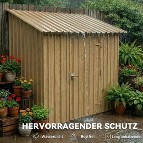 Outsunny 12 kusů trapézového plechu 129x45cm 7m² pozinkovaný střešní plech 0,25 mm odolný proti počasí přírodní dřevo
