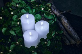 LED svíčka z pravého vosku na baterie, Ø 7,5 × 12,5 cm, bílá, 2× AA