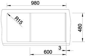 Blanco Metra XL 6 S, silgranitový dřez 1000x500x190 mm, 1-komorový, šedá vulkán, BLA-527307