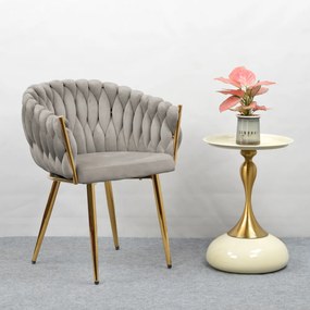Jídelní křeslo, šedohnědá Taupe Velvet látka/gold chrom zlatý, DEILA