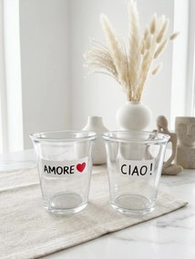 Sinsay - Sklenice s nápisy CIAO! a AMORE 2 pack - černá